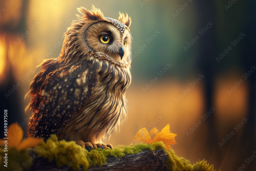 Cute owl focusing selectively, then turning its head away from out-of ...