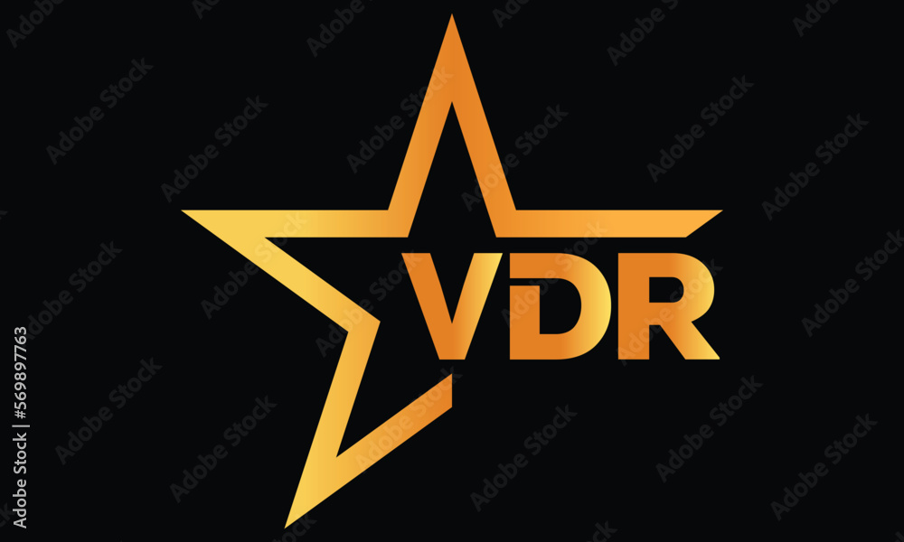 VDR golden luxury star icon three letter logo design vector template ...