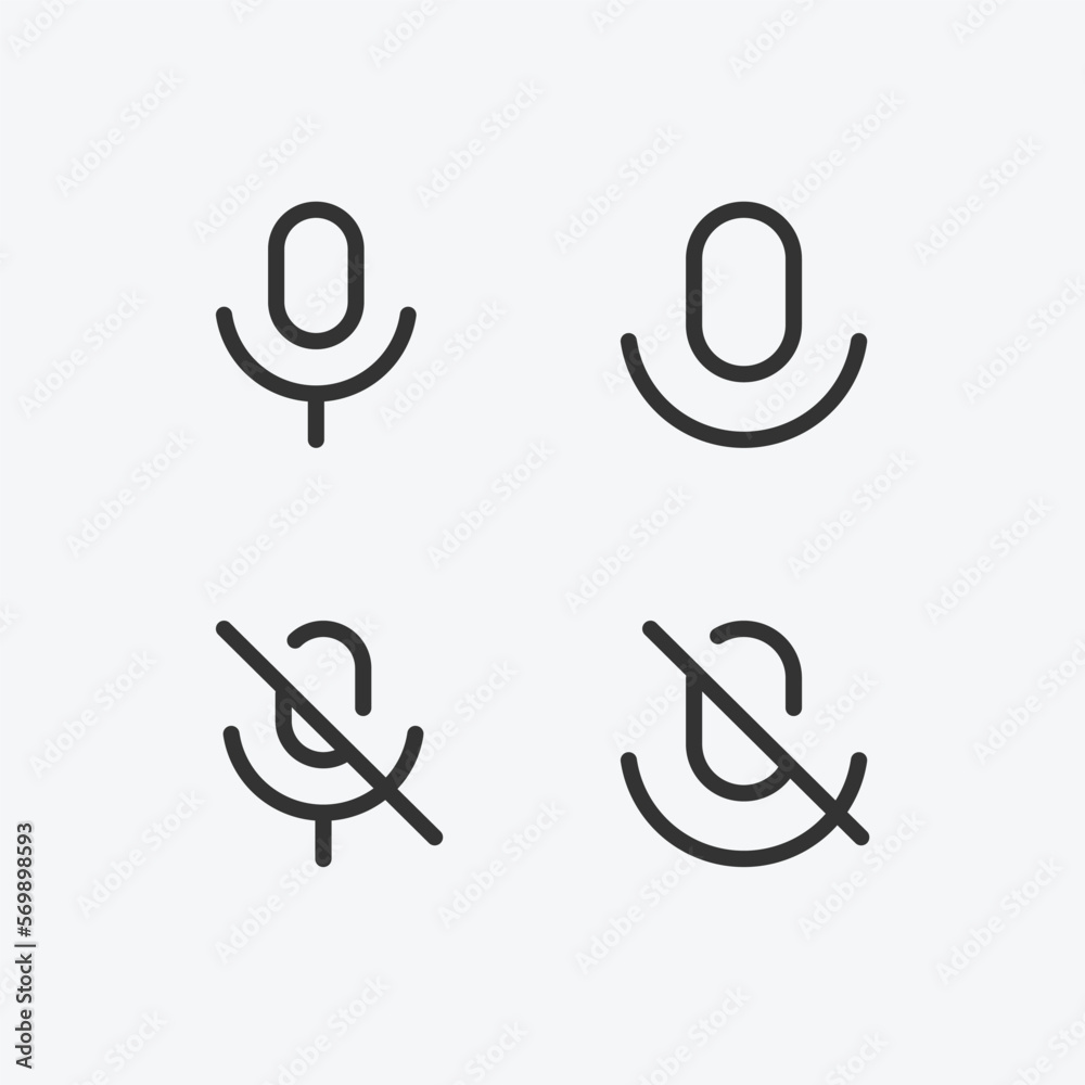 Set of microphone icons with different signal levels in flat style ...