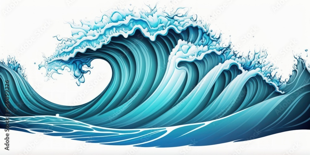 crystalline waves Isolated water wave on a white background. Generative ...