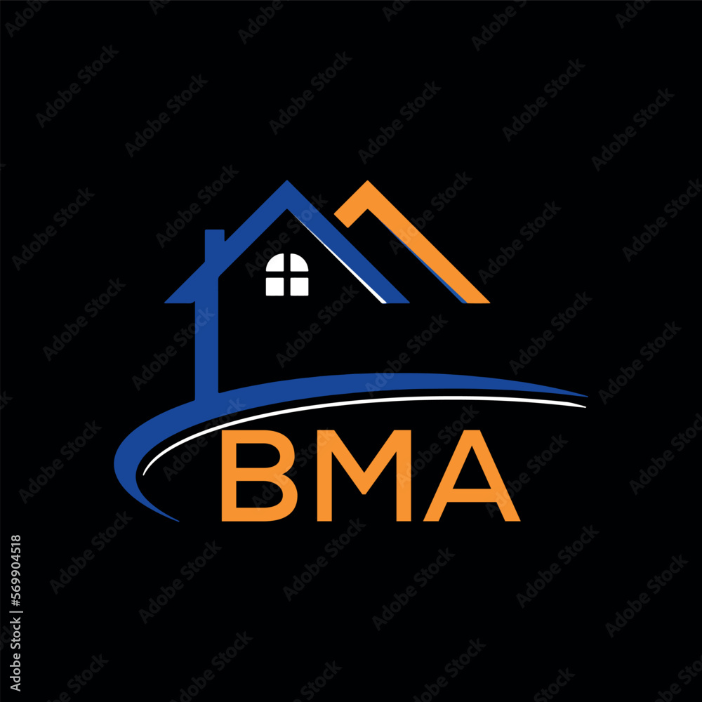 Vetor de BMA house logo, letter logo. BMA blue image on black ...