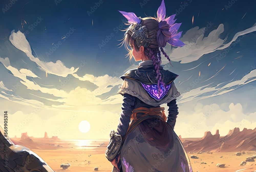illustration of a hero walking to the castle door passage with light ...