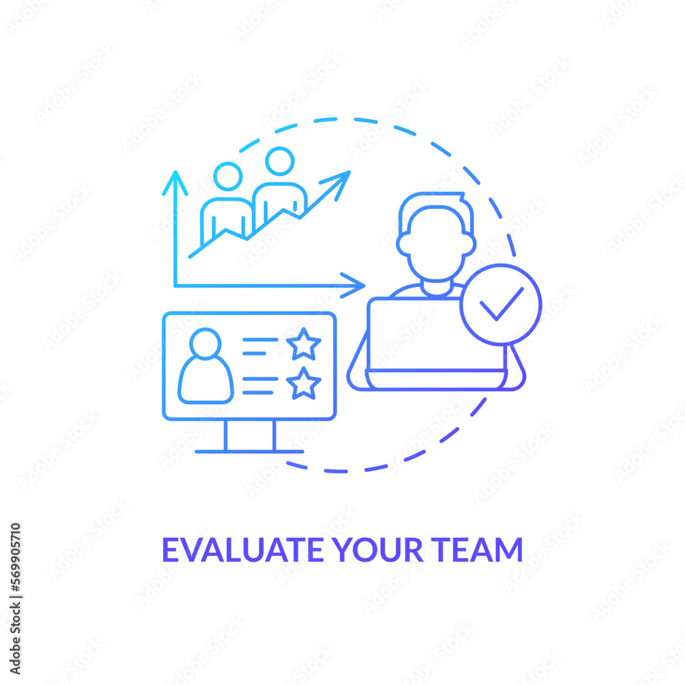 Evaluate your team blue gradient concept icon. Assess existing ...