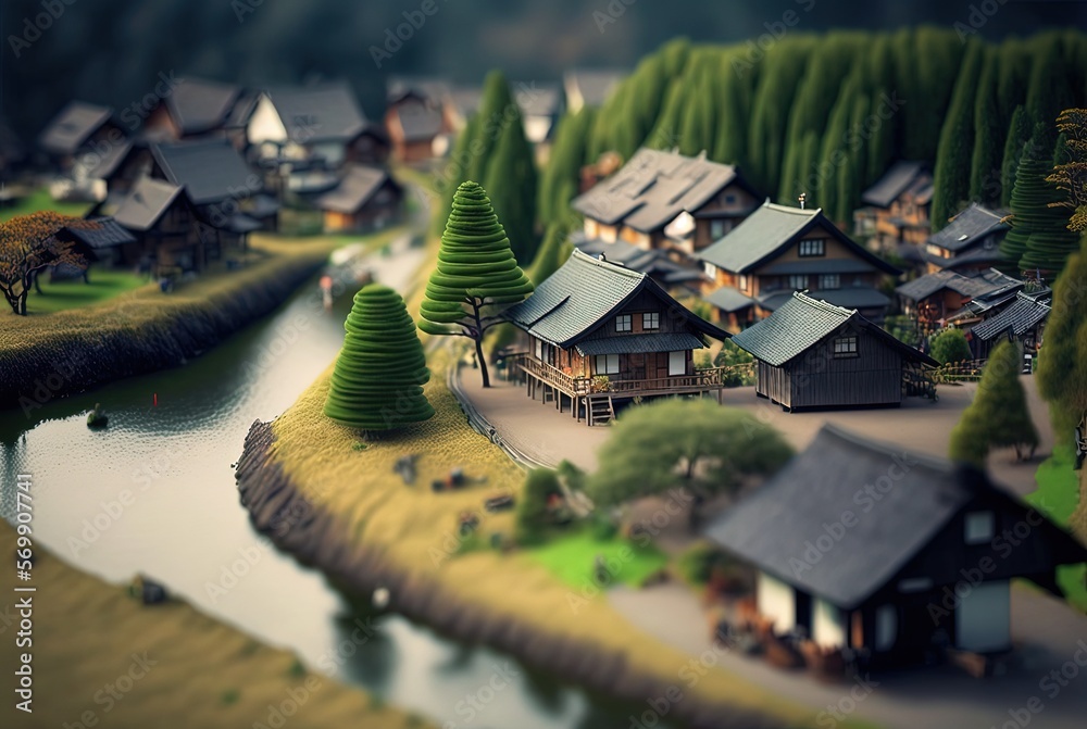 Stockillustratie miniature style bird eye view picture of cityscape ...