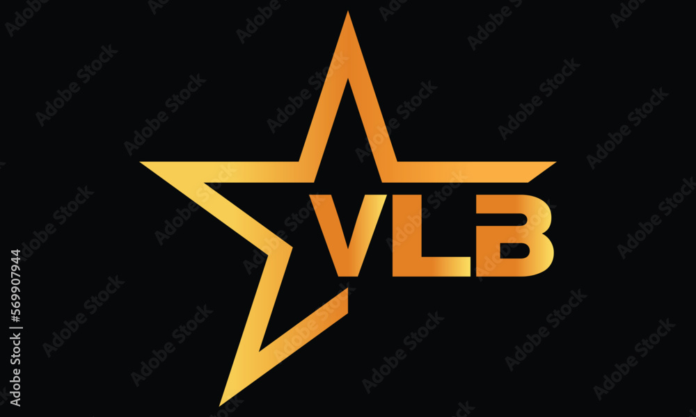 VLB golden luxury star icon three letter logo design vector template ...