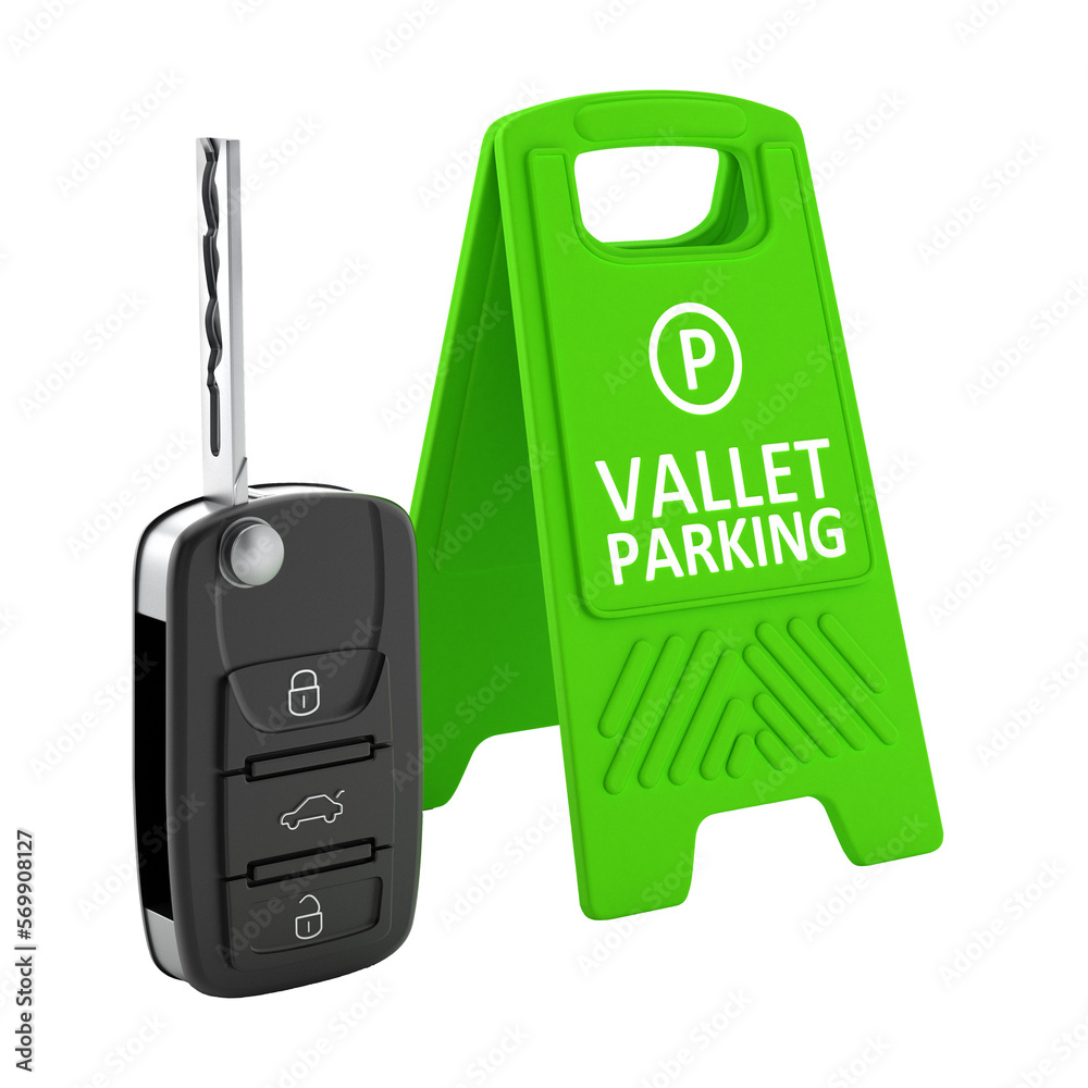 Car key and vallet parking board on transparent background. 3D ...