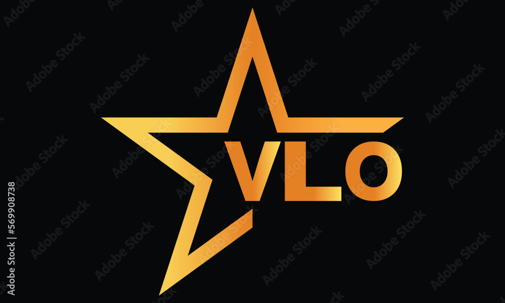 VLO golden luxury star icon three letter logo design vector template ...