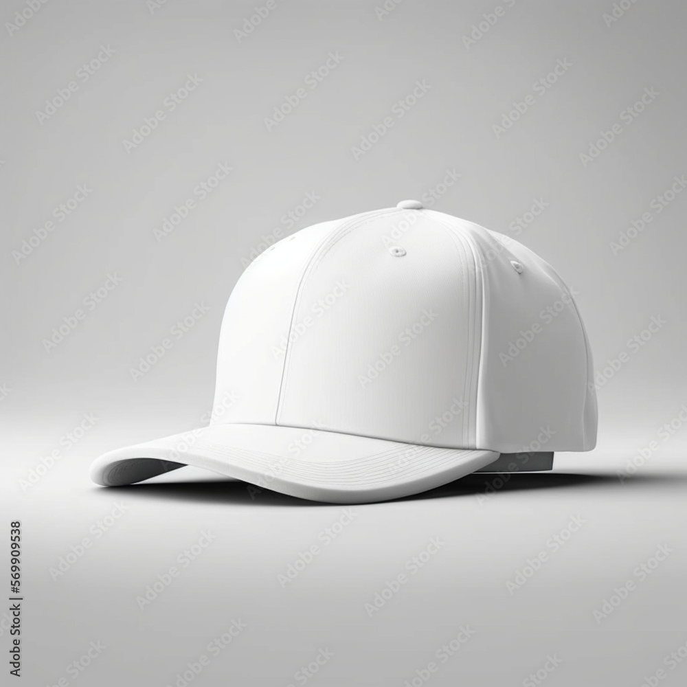 product design mockup of a white cap blank, white background ...