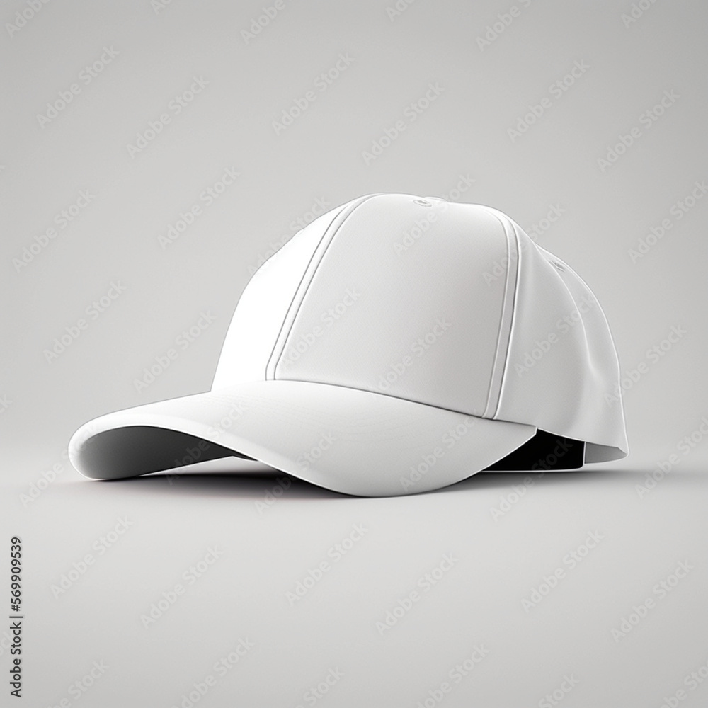 product design mockup of a white cap blank, white background ...