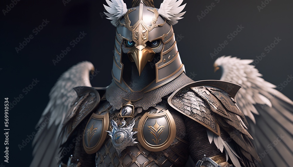 Anthropomorphic eagle knight Stock Illustration | Adobe Stock