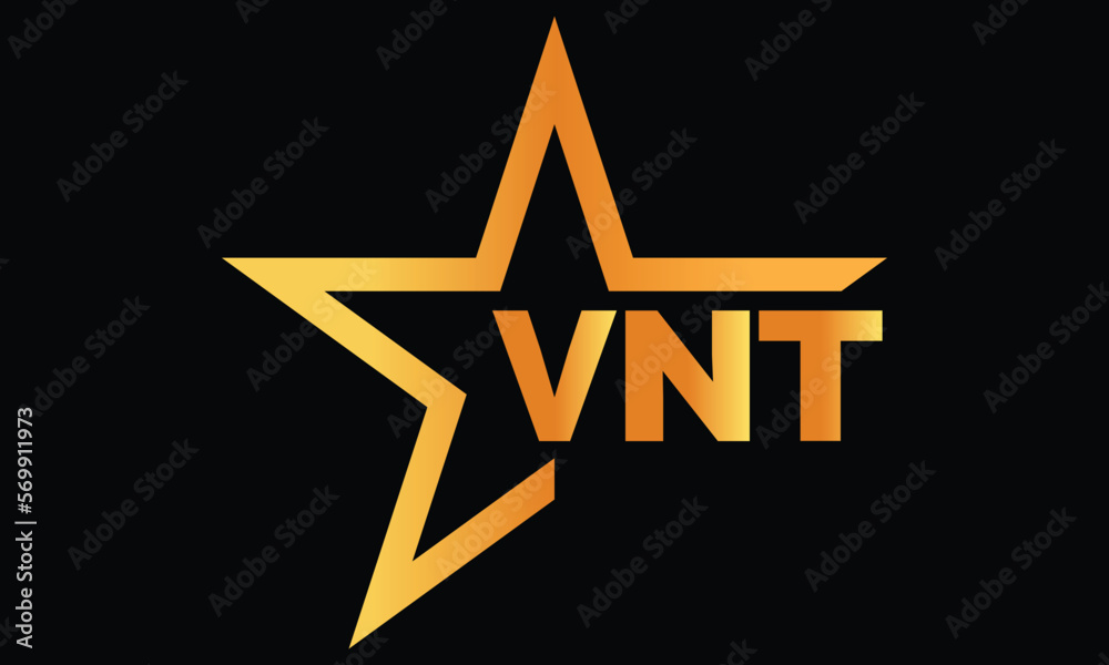 VNT golden luxury star icon three letter logo design vector template ...