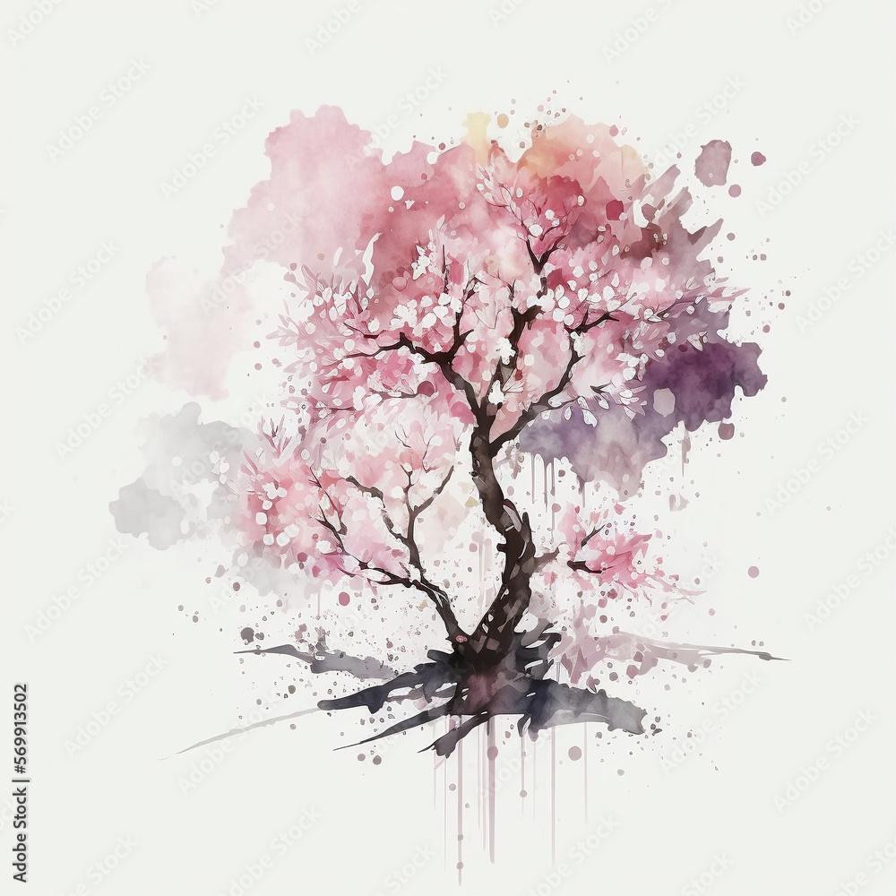 Cherry Blossom Tree, Sakura, Japanese Art - Illustration Stock ...