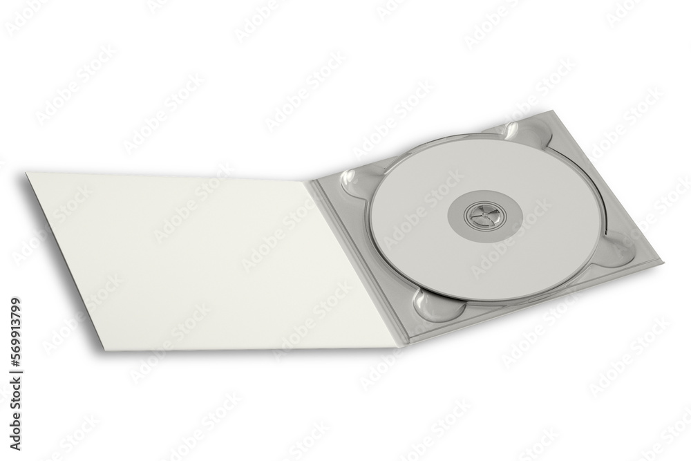 Open Digipak case of cardboard CD drive. With white blank for branding ...