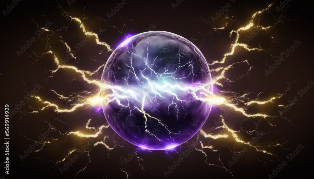 Lightning effect with powerful electric discharge as a realistic ...