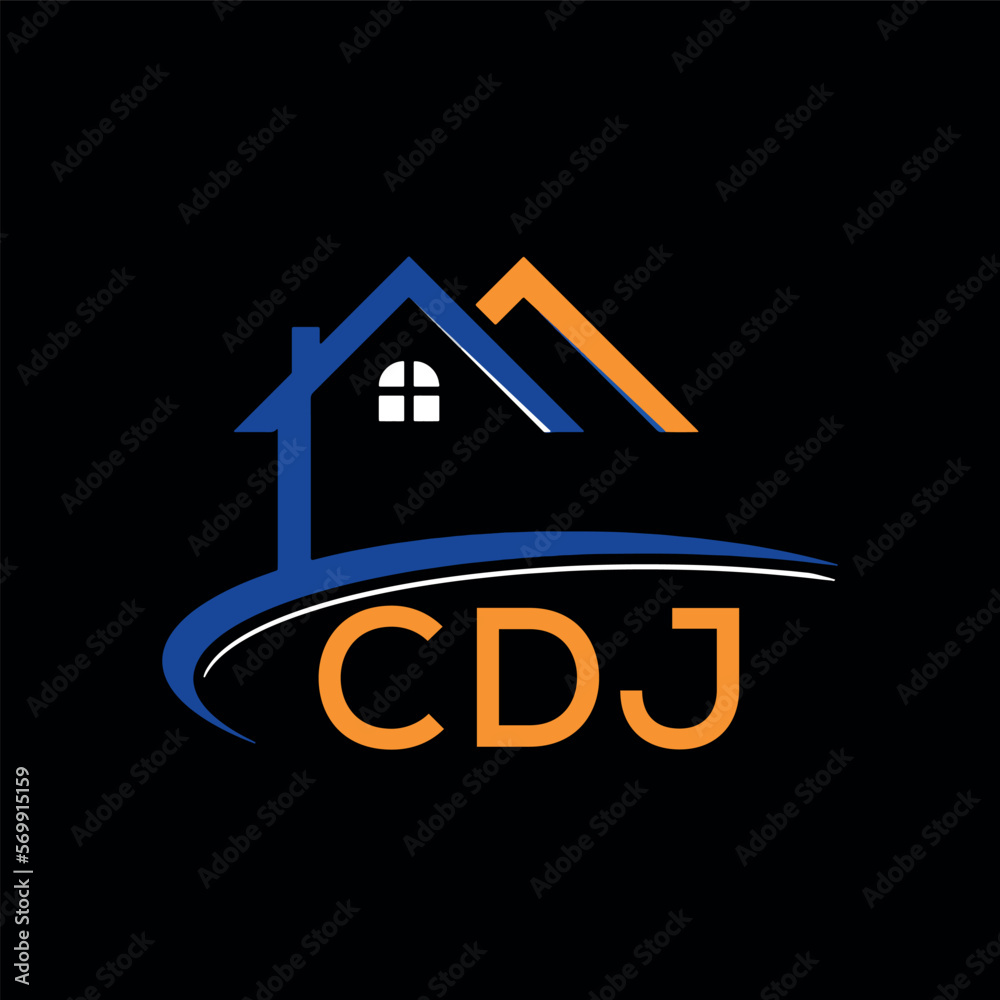 CDJ house logo, letter logo. CDJ blue image on black background and ...