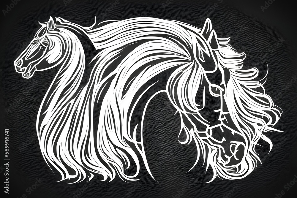 Heavy draft horse in profile. Silhouette. Logo, banner, emblem with ...