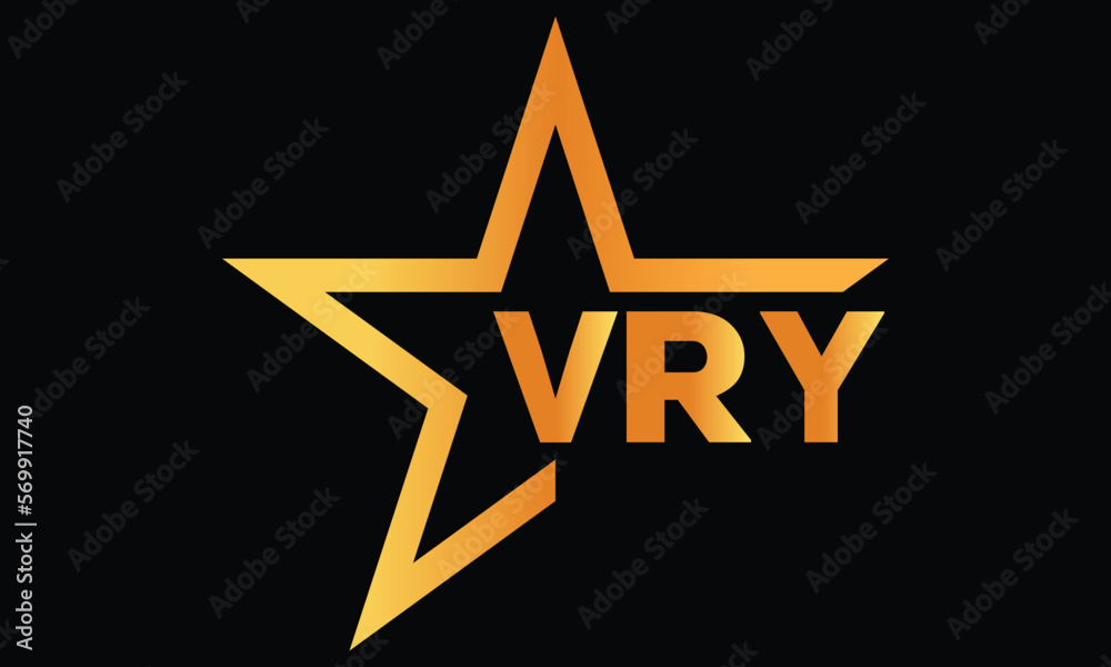 VRY golden luxury star icon three letter logo design vector template ...