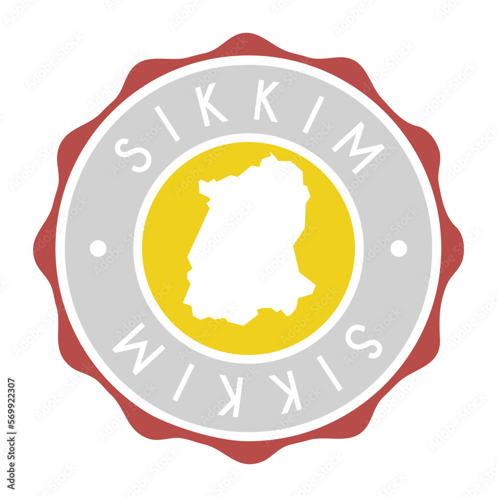 Sikkim, India Badge Map Vector Seal Vector Sign. National Symbol ...