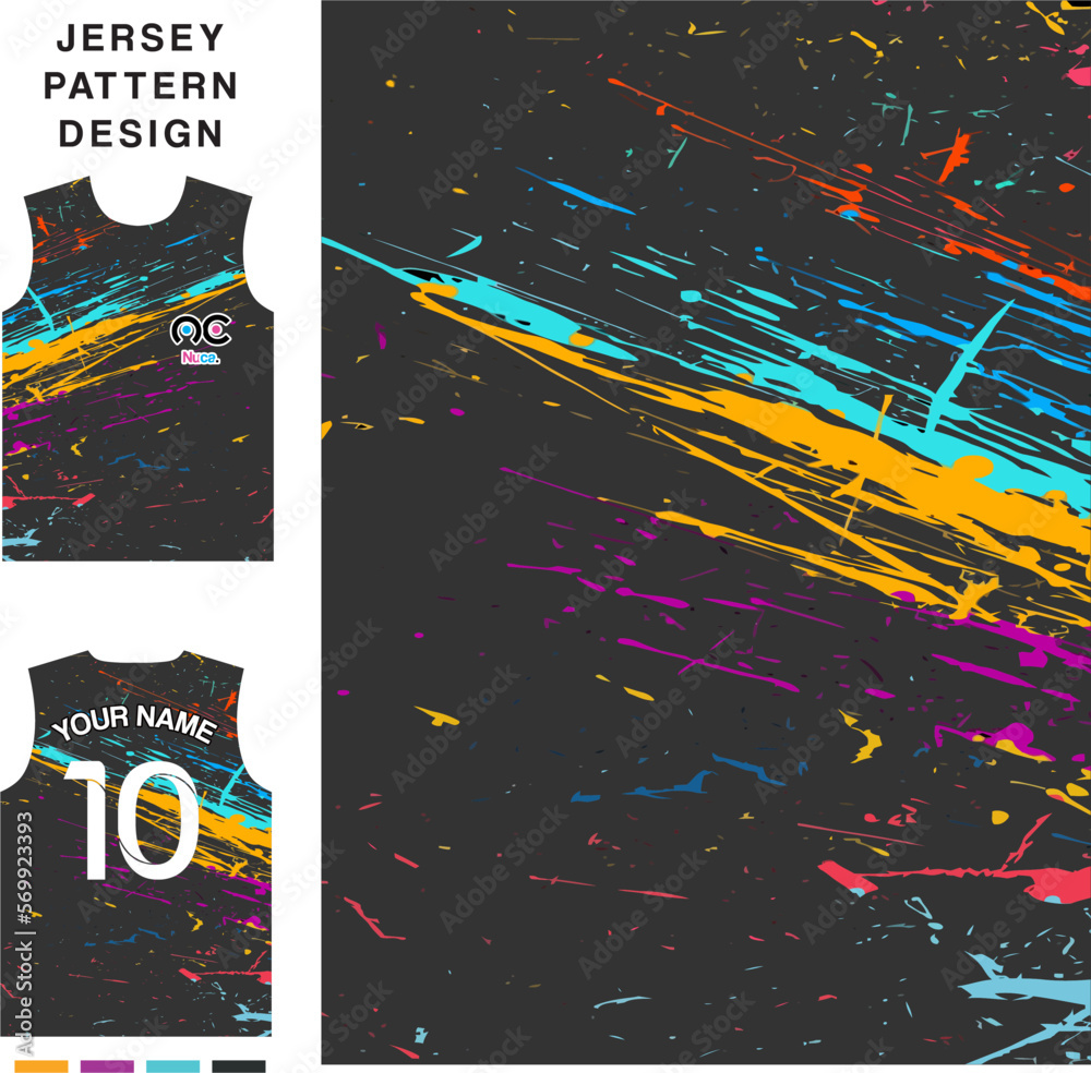 Abstract painting concept vector jersey pattern template for printing or sublimation sports ...