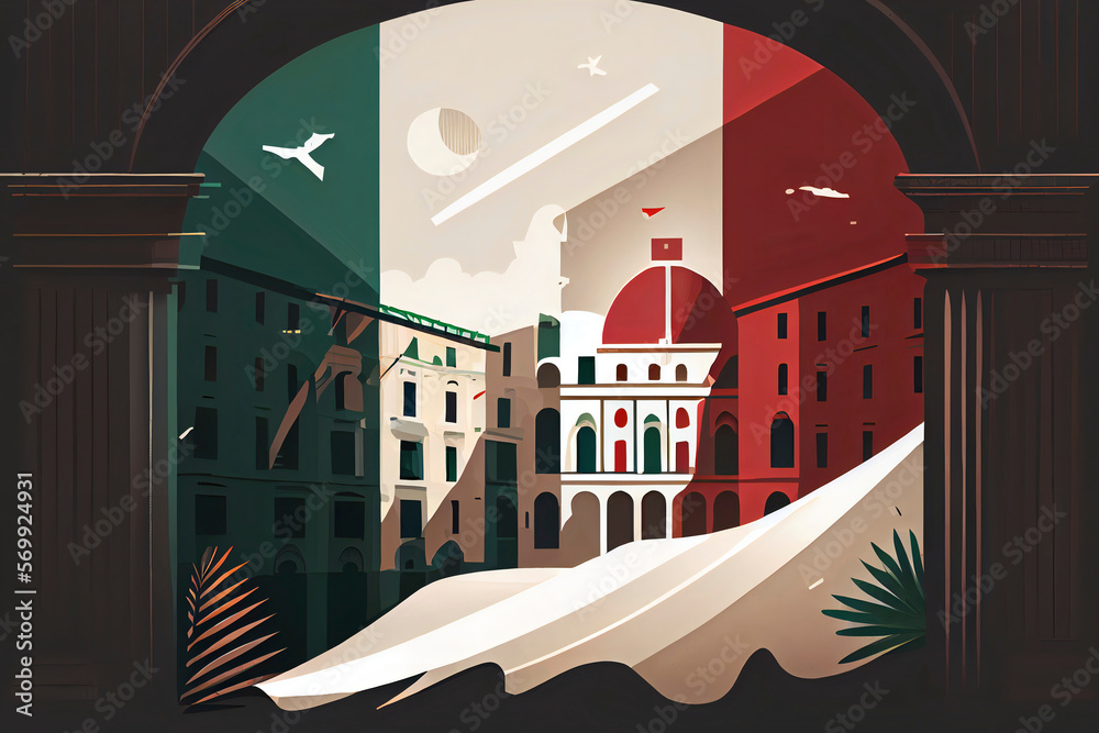 An illustration capturing the essence of Rome, showcasing its iconic ...