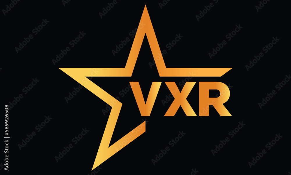 VXR golden luxury star icon three letter logo design vector template ...