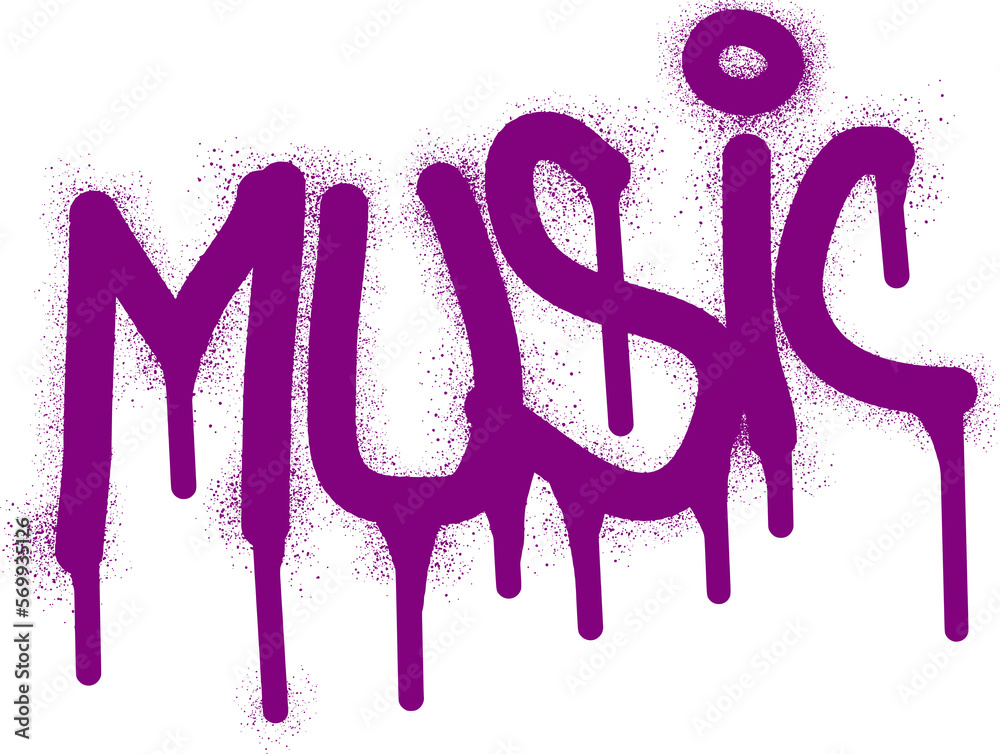 Music word graffiti with purple spray paint Stock Illustration | Adobe ...