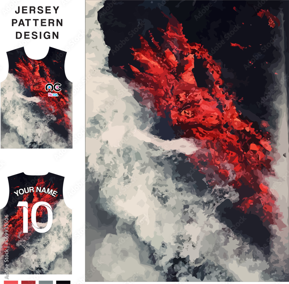 Abstract red smoke cloud concept vector jersey pattern template for ...