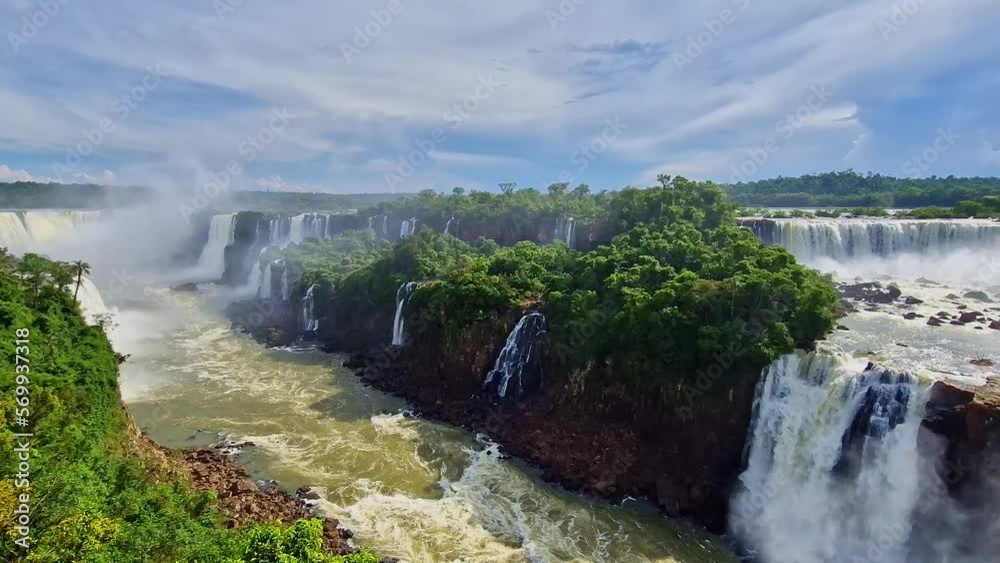 Iguazu Falls, the largest series of waterfalls of the world, located at ...