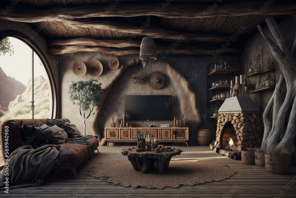 Primitive living room interior design for modern times with widescreen ...