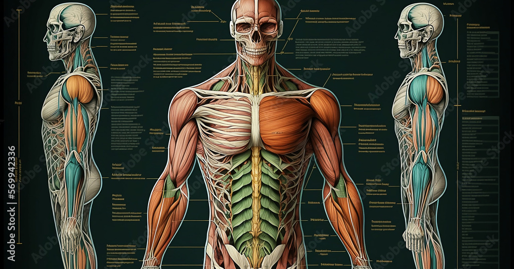 The human muscular system. Muscle system of the human body. Human ...
