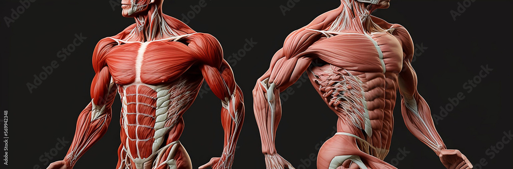 The human muscular system. Muscle system of the human body. Human ...