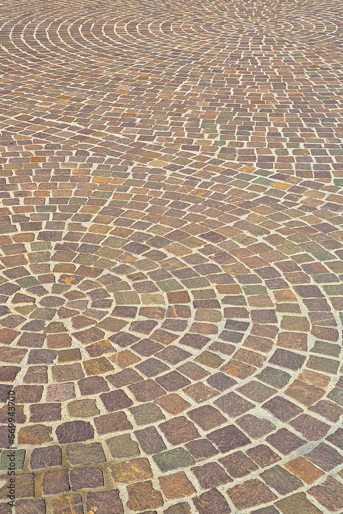 New paving made with porphyry stone blocks of cubic shape in a p Stock ...