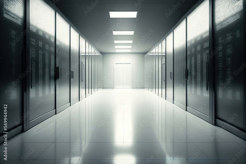 AI image of empty server room in Data Center ilustração do Stock ...