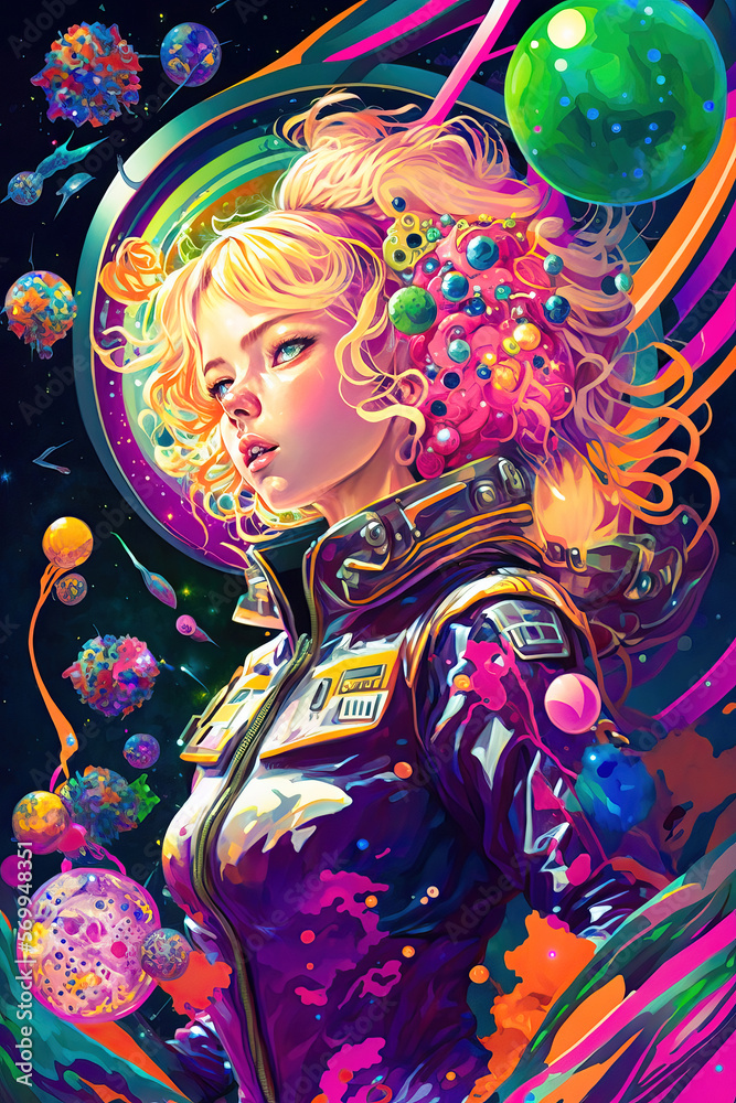 Spacegirl Mädchen im Weltall Surreale Grafik Pop Zine Kulture Digital ...