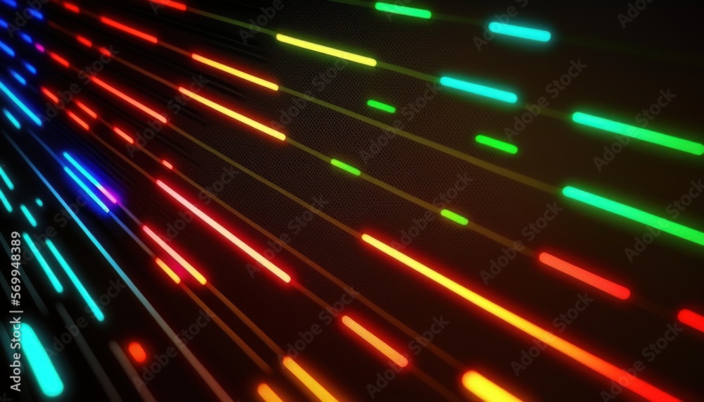 Elegant Neon RGB Light Lines Structure Closeup. Generative AI. Stock ...
