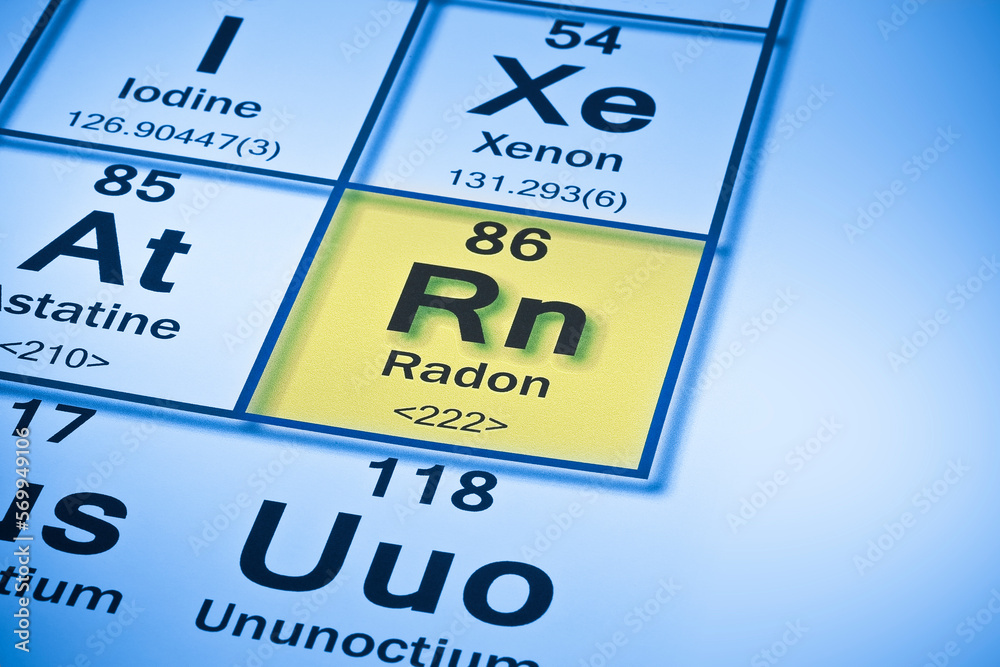 Radon gas periodic table concept with the Mendeleev periodic tab Stock ...