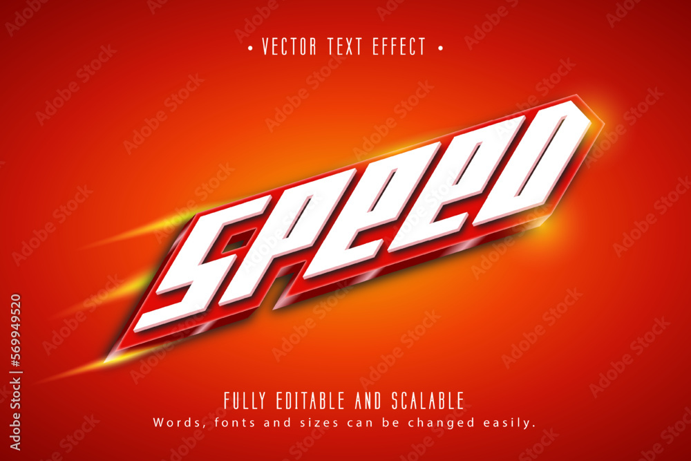 Editable 3d text effect speed text with red background Stock Vector ...