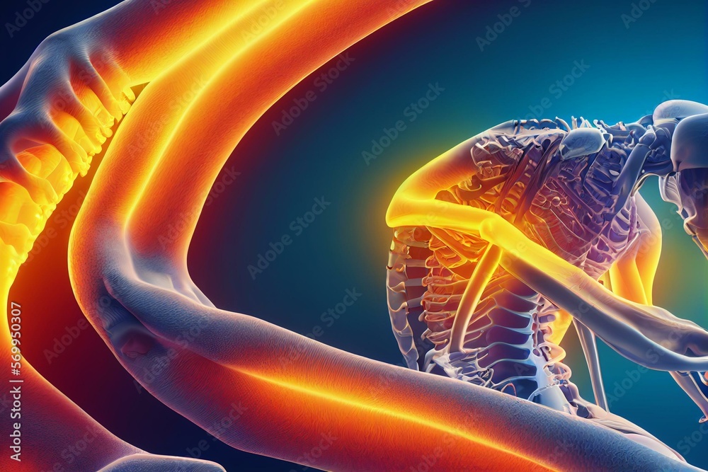 Spinal fracture, traumatic vertebral injury, illustration. Generative ...