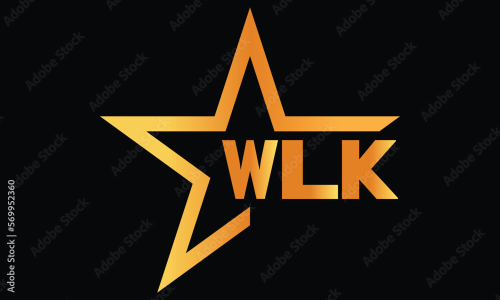 WLK golden luxury star icon three letter logo design vector template ...