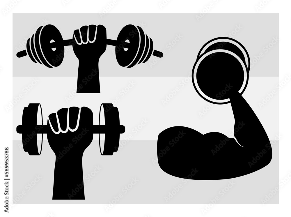 Gym Equipment SVG, Gym Svg, Barbell And Hand, Gym Muscle Svg, Barbell ...