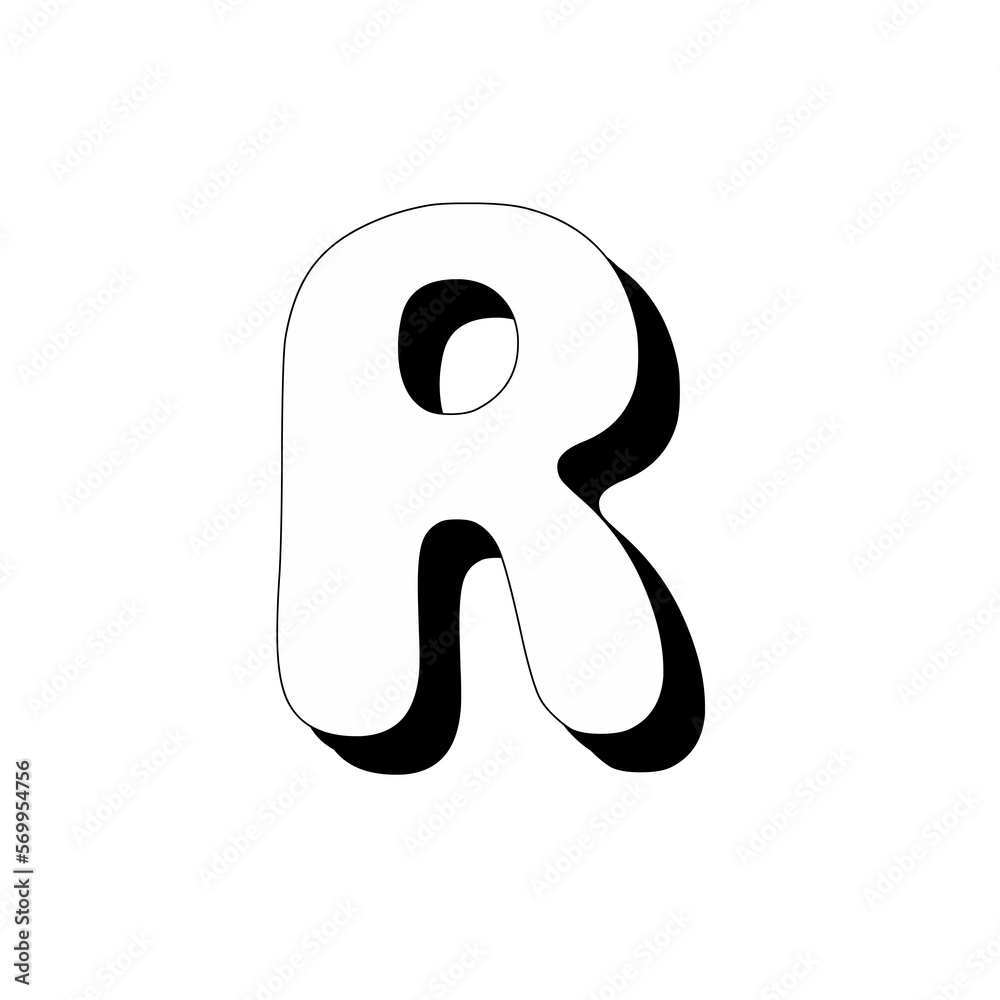 Hand drawn doodle uppercase letter R. Capital letters modern design ...