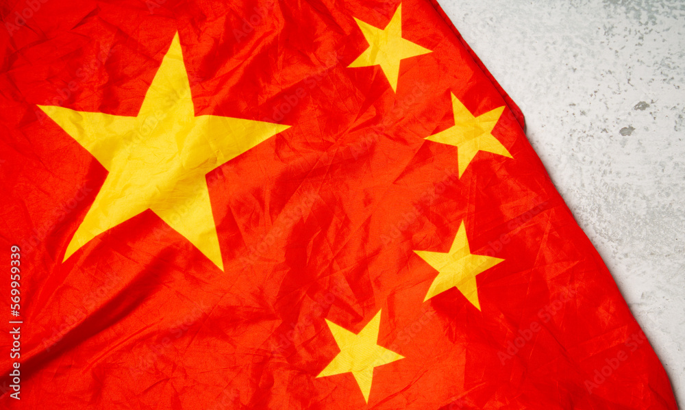 China Flag has real fabric texture,for background national banner ...
