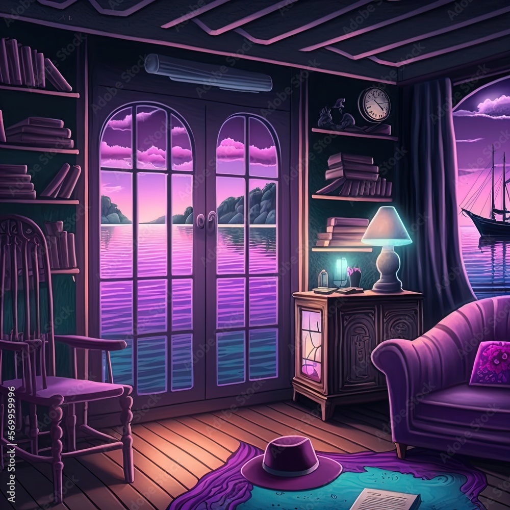 Cartoon interior. Great for cozy mystery, game backgrounds, hidden ...