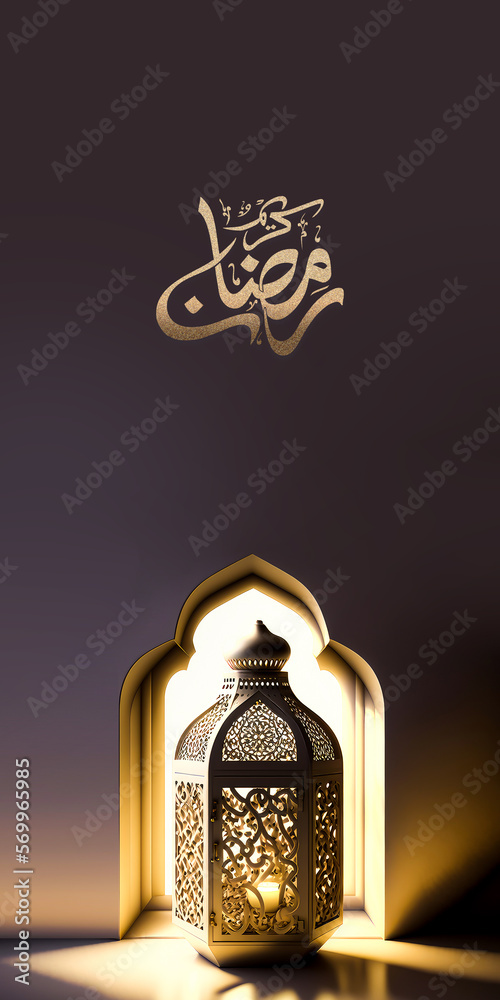 Arabic Calligraphy of Ramadan Kareem And 3D Render, Illuminated Arabic ...