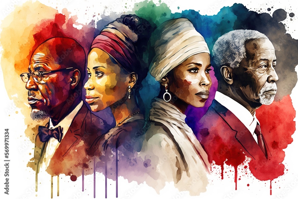 Celebration of African American History Month. watercolor painting ...