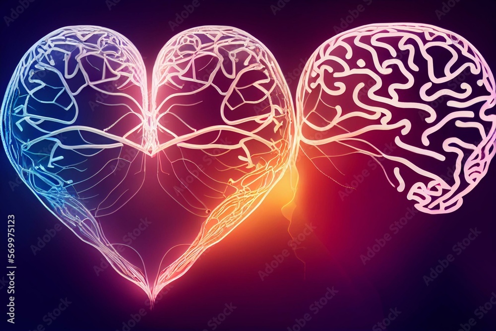 Heart and brain connection. Emotional intelligence concept. Healthy ...