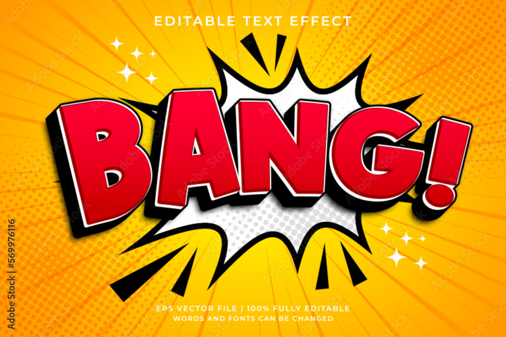 Vetor de Comic bang text effect - Cartoon pop art text in comic style ...