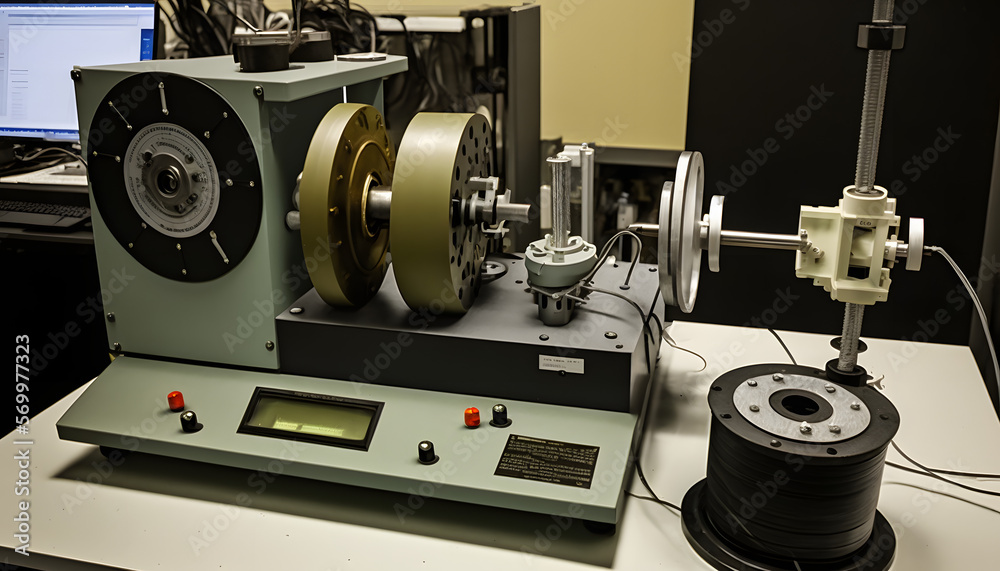 Wear and friction test setup: A photo of a machine used to measure and ...