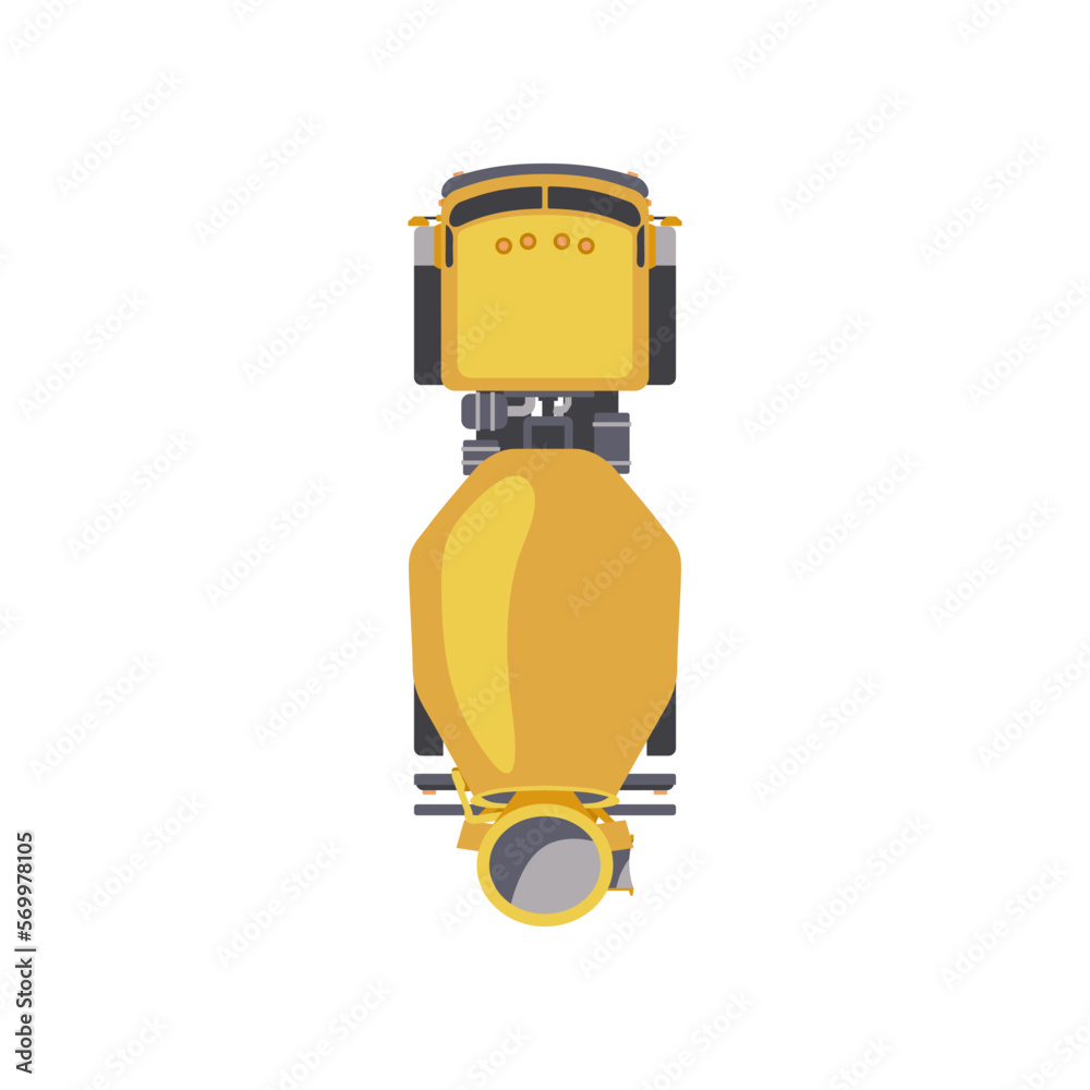 Top view of yellow concrete truck vector illustration. Cartoon drawing ...