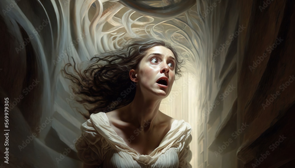 Woman in a maze of her own mind concept of mental health problem for ...